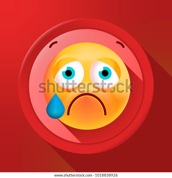 Cute Crying Emoticon On Color Button Stock Vector (Royalty Free ...