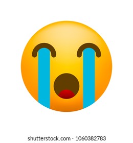Cute Crying Emoticon On White Background Stock Vector (Royalty Free ...