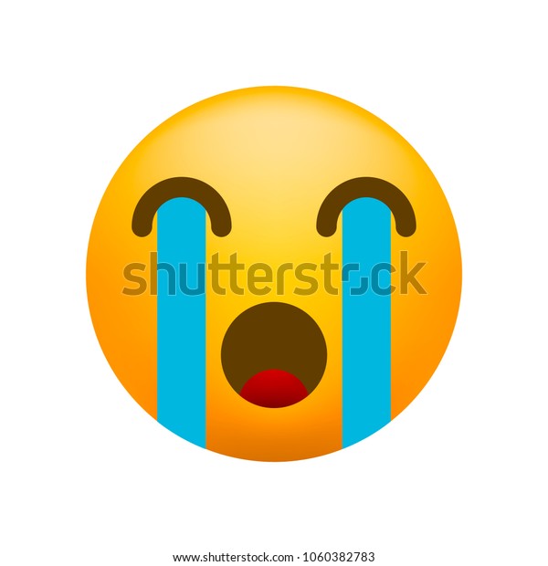 Cute Crying Emoticon On White Background Stock Vector (Royalty Free ...