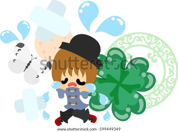 Cute Crying Girl Object Clover Stock Vector (Royalty Free) 599449349 ...