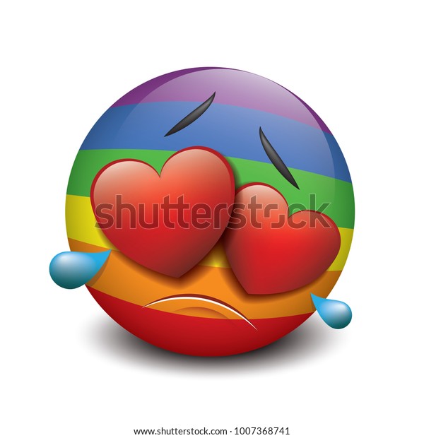 Cute Crying Sad Emoticon Love Emoji Stock Vector (Royalty Free ...
