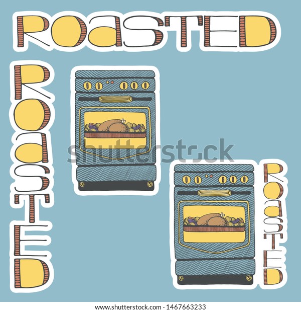 Cute Culinary Sticker Pack Ovens Food Stock Vector (Royalty Free ...