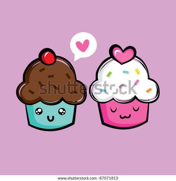 Cute Cupcake Icons Stock Vector (Royalty Free) 87071813 | Shutterstock