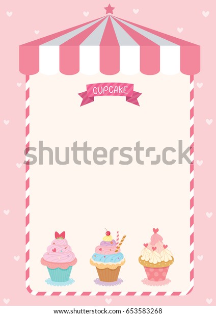 Cute Cupcake Menu Template On Pink Stock Vector (Royalty Free) 653583268