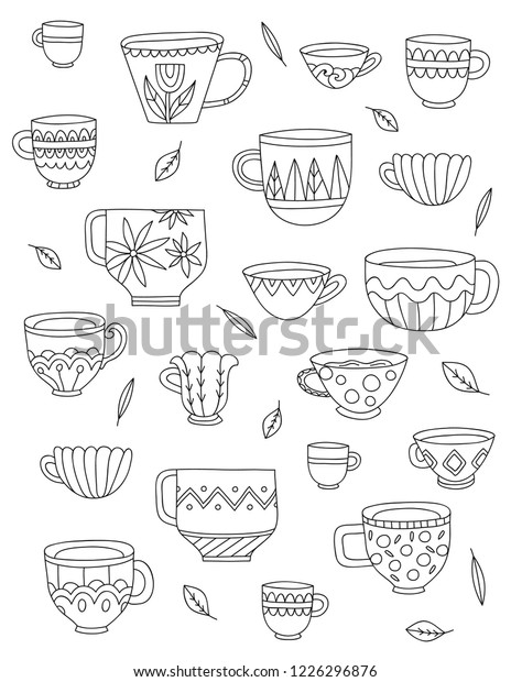 Cute Cups Coloring Page Vector Outline 库存矢量图（免版税）1226296876 | Shutterstock
