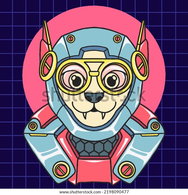Cute Cyborg Animal Vector Illustration Stock Vector (Royalty Free ...