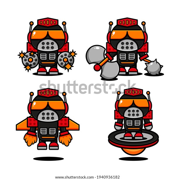 Cute Cyborg Character Design Themed Ready Stock Vector (Royalty Free ...