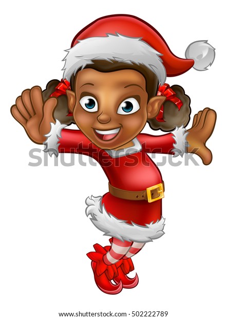 Cute Dancing Cartoon Christmas Elf Santa Stock Vector (Royalty Free ...