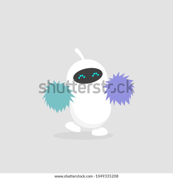 Cute Dancing Robot Cheerleader Pom Poms Stock Vector (Royalty Free ...