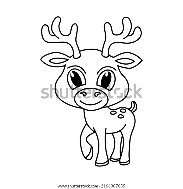 Cute Deer Cartoon Coloring Page Illustration Stock Vector (Royalty Free ...
