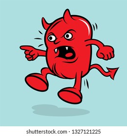 Cute Devil Cartoon Character Angry Expressionisolated Stock Vector ...