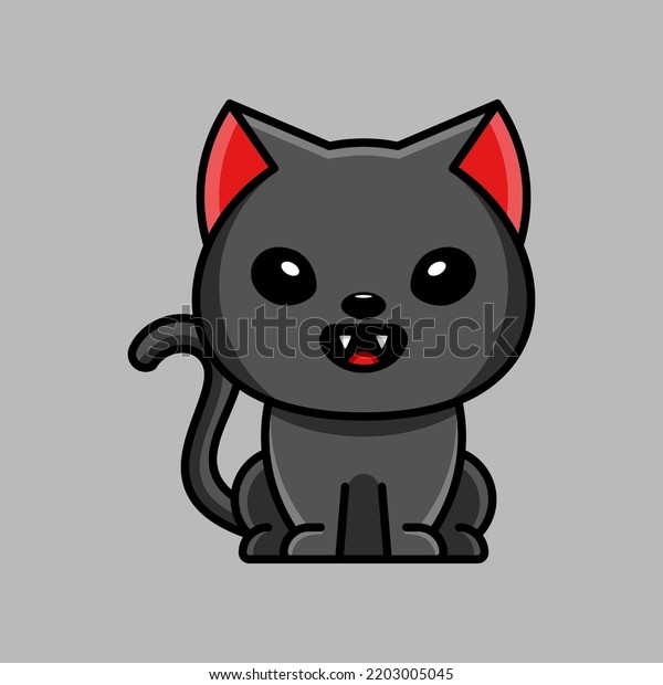 Cute Devil Cat Celebrates Halloween Suitable Stock Vector (Royalty Free ...