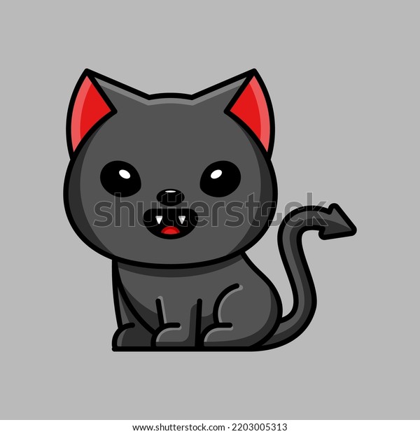 Cute Devil Cat Celebrates Halloween Suitable Stock Vector (Royalty Free ...