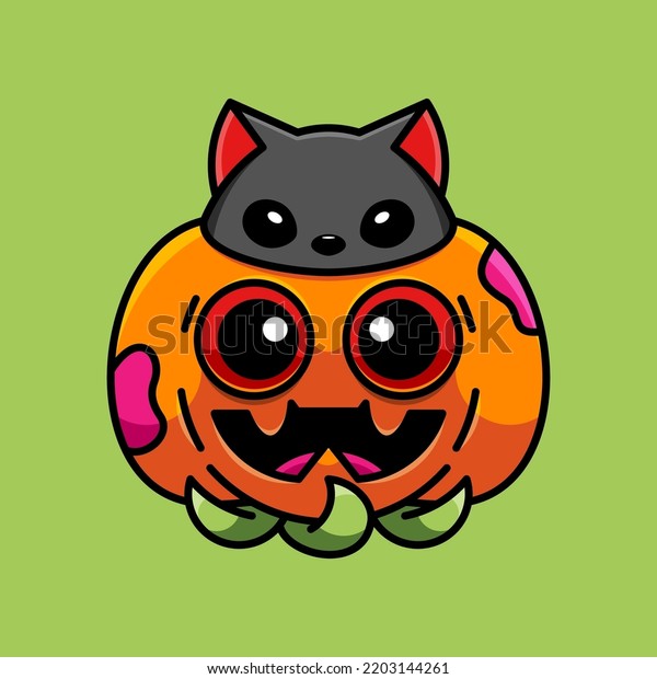 Cute Devil Cat Pump Celebrates Halloween Stock Vector (Royalty Free ...