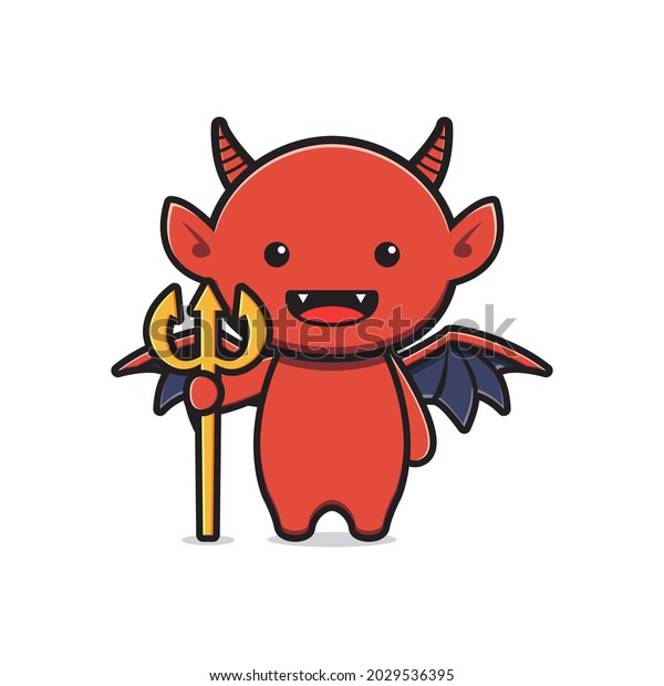 Cute Devil Mascot Halloween Cartoon Icon Stock Vector (Royalty Free ...