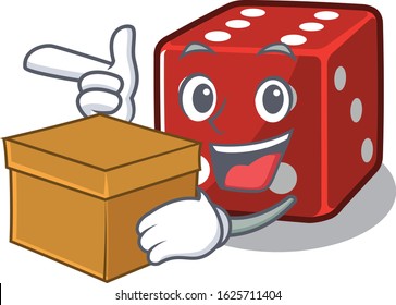 Cute Dice Cartoon Character Having Box Stock Vector (Royalty Free ...