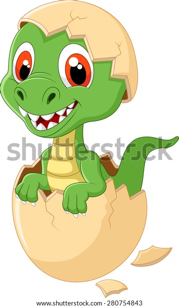 Cute Dinosaur Cartoon Hatching Stock Vector (Royalty Free) 280754843