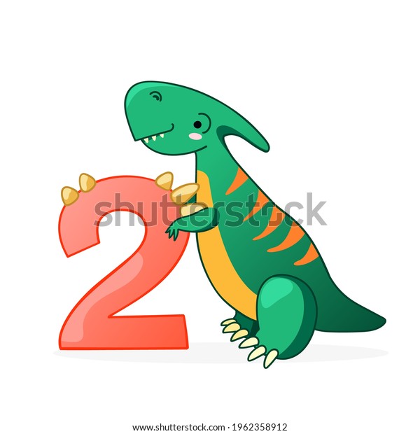 Cute Dinosaur Cartoon Numbers Number Two Stock Vector (Royalty Free ...