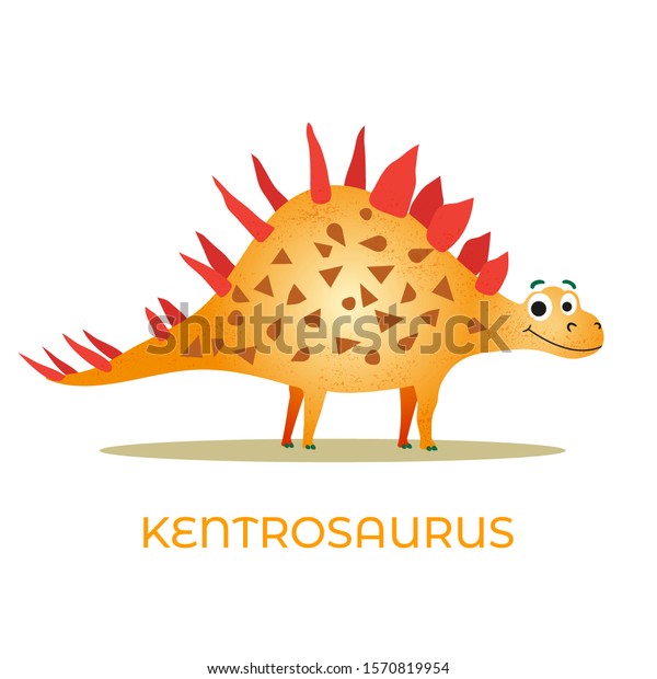 Cute Dinosaur Kentrosaurus Cartoon Drawn Tee Stock Vector (Royalty Free ...
