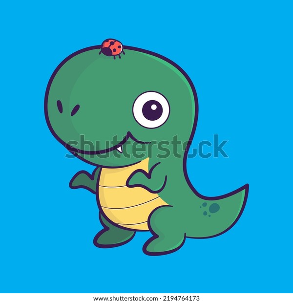 Cute Dinosaur Playing Ladybug Stock Vector (Royalty Free) 2194764173 ...