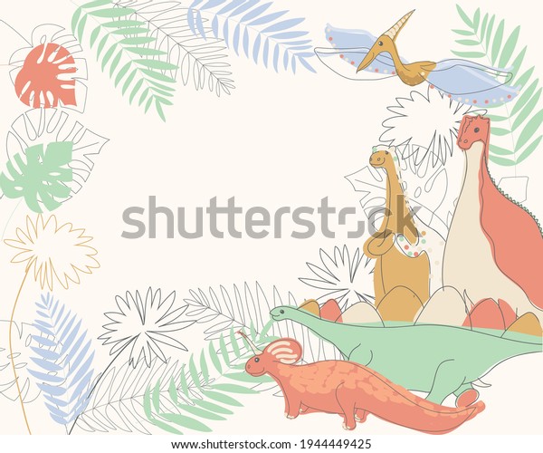 Cute Dinosaurs Vector Illustration Prehistoric Animals Stock Vector ...