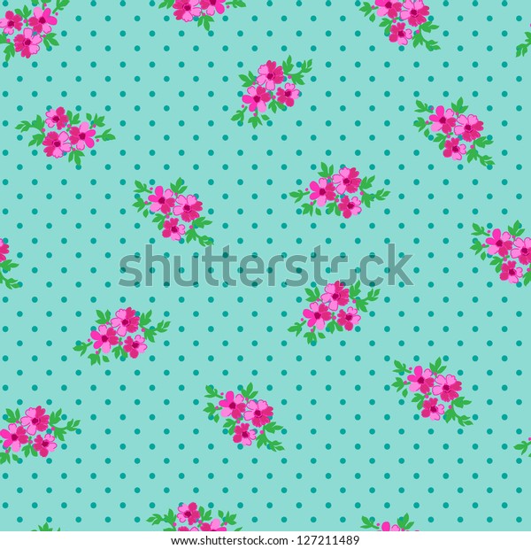 Cute Ditsy Floral Over Dotty Background Stock Vector (Royalty Free ...