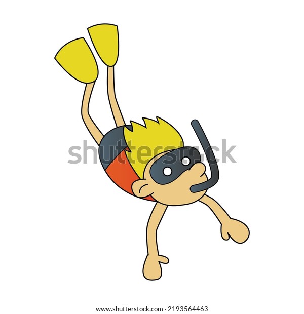 Cute Diver On Cartoon Versionvector Illustration 库存矢量图（免版税）2193564463 ...