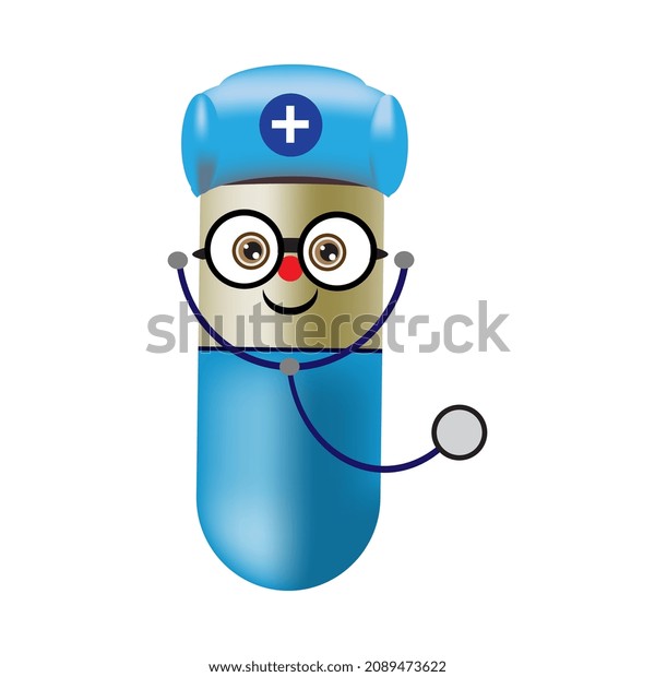 Cute Doctor Capsule Vector On White Stock Vector (Royalty Free ...