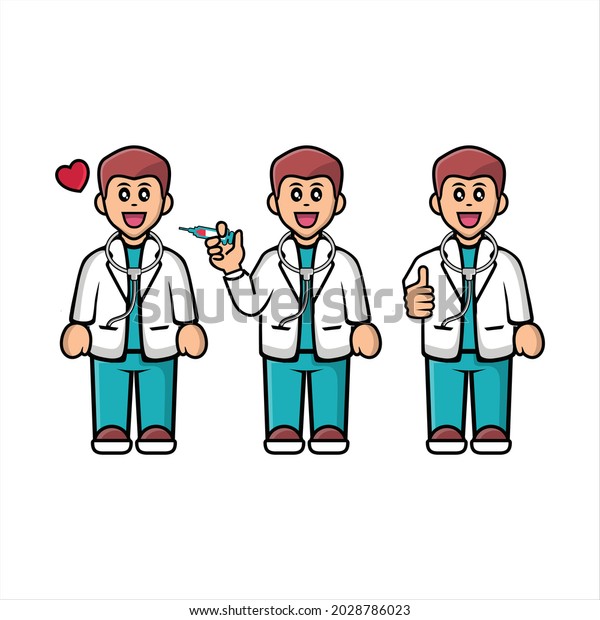 Cute Doctor Cartoon Vector Illustration Happy Stock Vector (Royalty ...