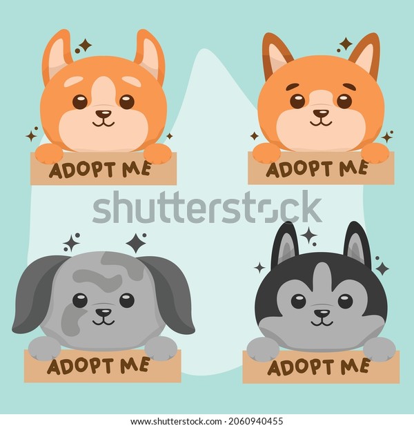 Cute Dog Adopt Me Sign Vector Stock Vector (Royalty Free) 2060940455 ...