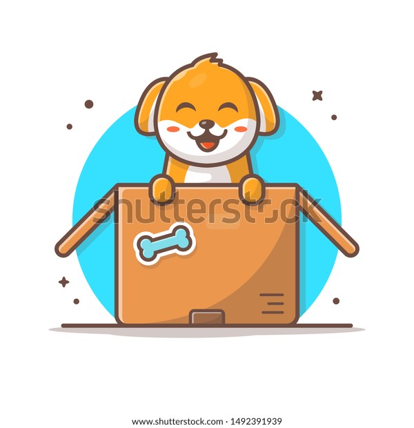 Cute Dog Box Vector Icon Illustration Stock Vector (Royalty Free ...