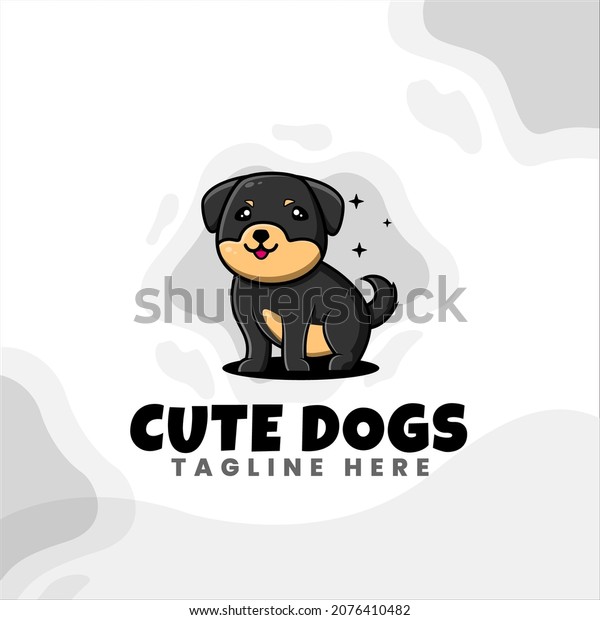 Cute Dog Character Logo Design Stock Vector (Royalty Free) 2076410482 ...