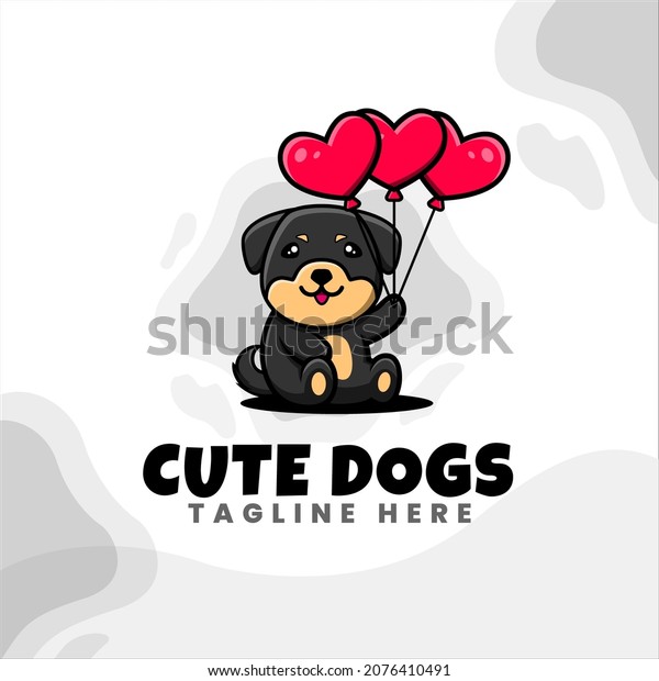 Cute Dog Character Logo Design Stock Vector (Royalty Free) 2076410491 ...
