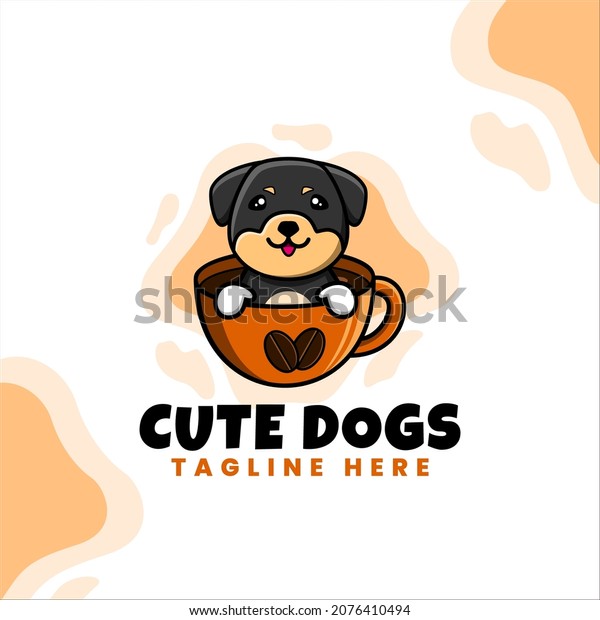 Cute Dog Character Logo Design Playing Stock Vector (Royalty Free ...
