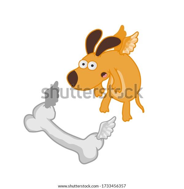 Cute Dog Flying Bone Character Design Stock Vector (Royalty Free ...