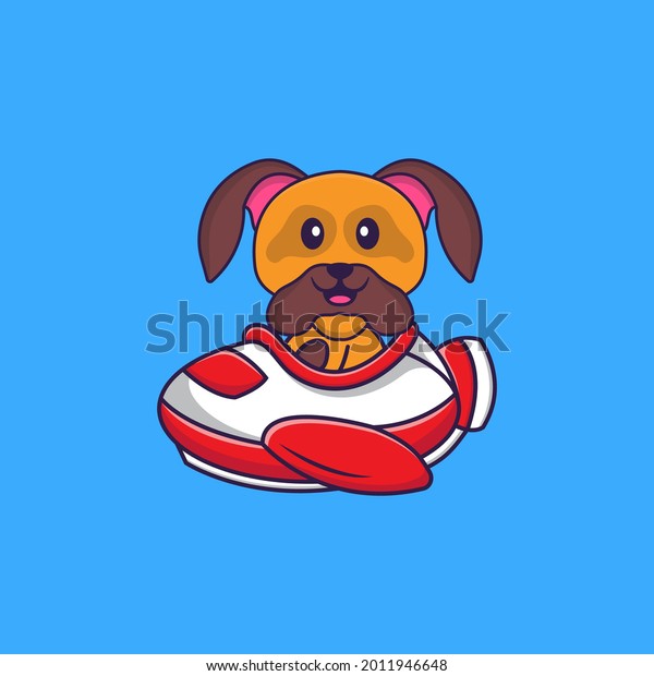 Cute Dog Flying On Plane Animal Stock Vector (Royalty Free) 2011946648 ...