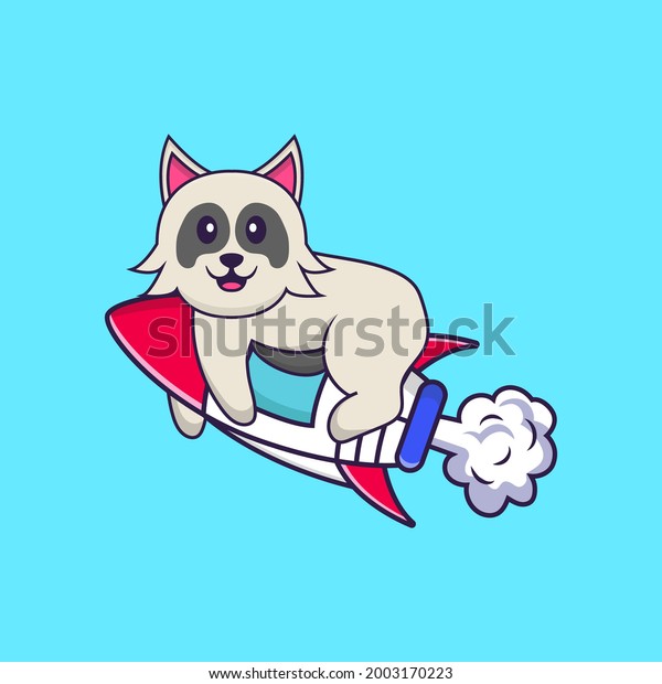 Cute Dog Flying On Rocket Animal Stock Vector (Royalty Free) 2003170223 ...