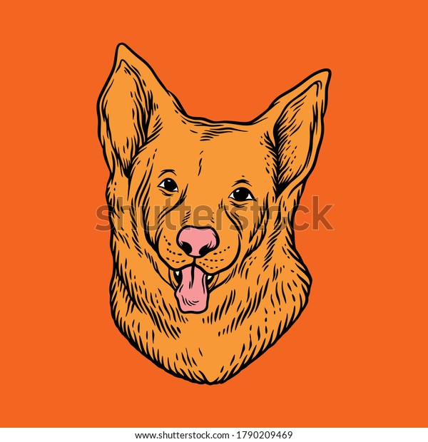 Cute Dog Head Hand Drawing Style Stock Vector (Royalty Free) 1790209469