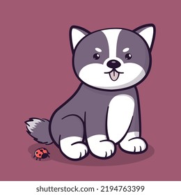 Cute Dog Sitting Playing Ladybug Stock Vector (Royalty Free) 2194763399 ...