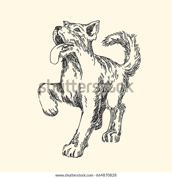 Cute Dog Vintage Style Vector Illustration Stock Vector (Royalty Free ...