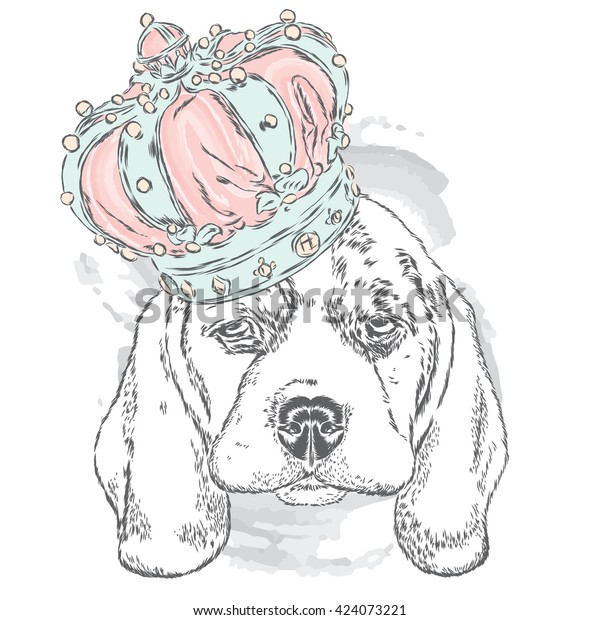 Cute Dog Wearing Crown Vector Illustration Stock Vector (Royalty Free ...