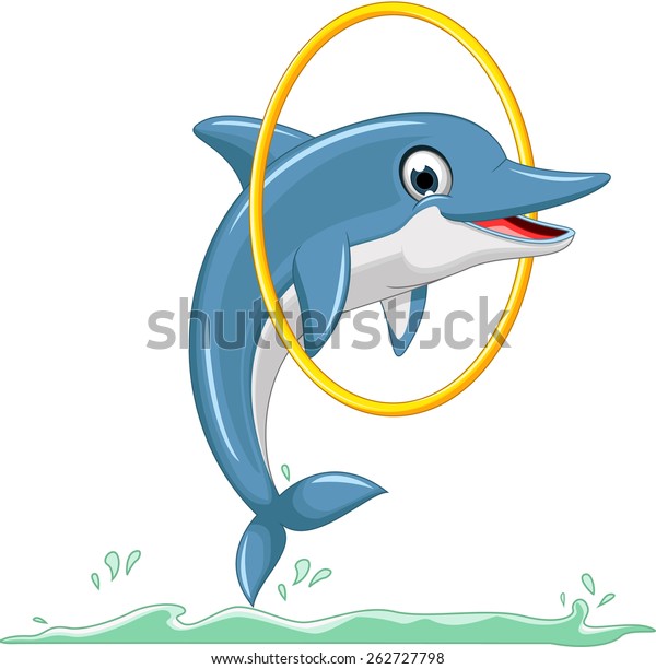 Cute Dolphin Cartoon Jumping Stock Vector (Royalty Free) 262727798 ...