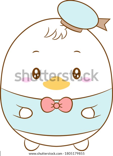 Cute Donald Duck Drawing Red Bow Stock Vector (Royalty Free) 1805179855 ...