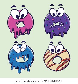 Cute Donat Character Vector Set Stock Vector (Royalty Free) 2185848561 ...