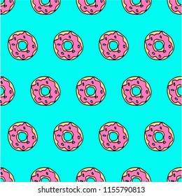 Cute Donat Pink Blue Pattern Stock Vector (Royalty Free) 1155790813 ...