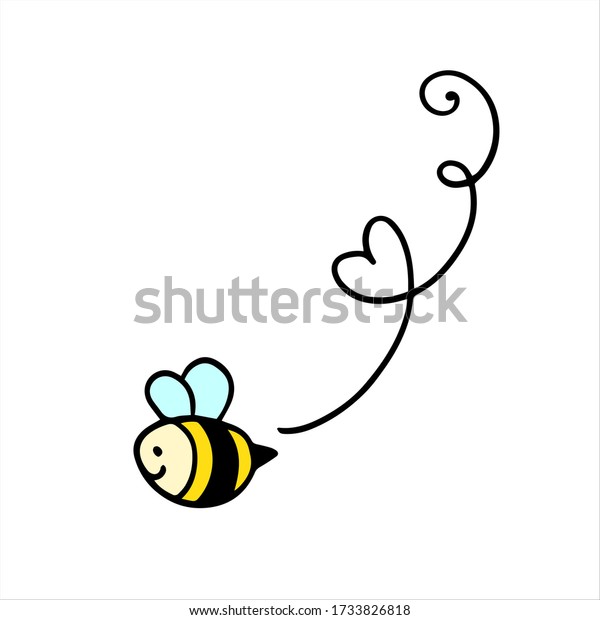 Cute Doodle Bee Vector Illustration Isolated Stock Vector (Royalty Free ...