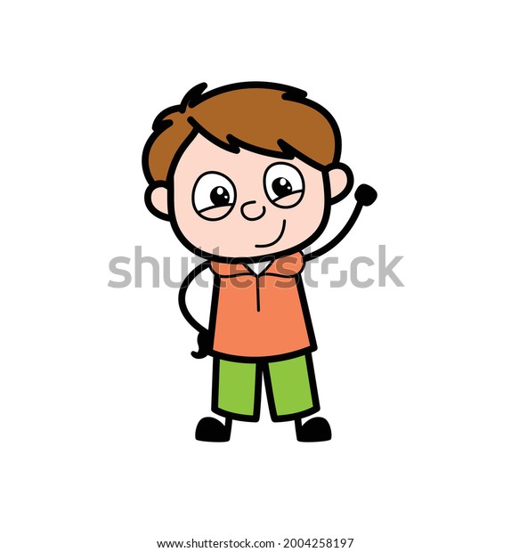 Cute Doodle Cartoon Boy Says Hi Stock Vector (Royalty Free) 2004258197 ...