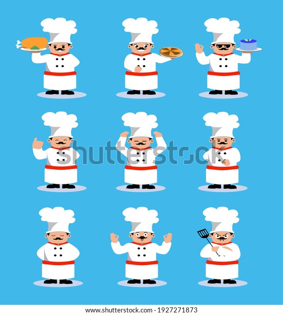 Cute Doodle Chef Set Character Expression Stock Vector (Royalty Free ...