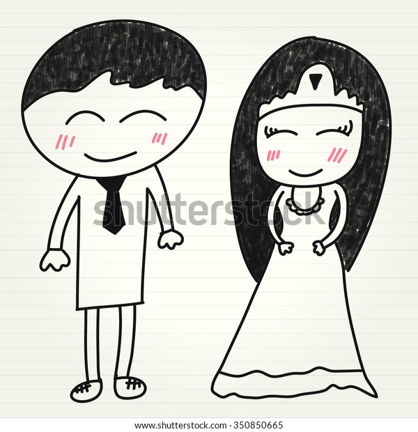 Cute Doodle Couple Stock Vector (Royalty Free) 350850665 | Shutterstock