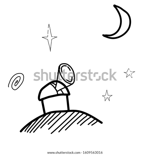 Cute Doodle Drawing Observatory Style Illustration Stock Vector ...
